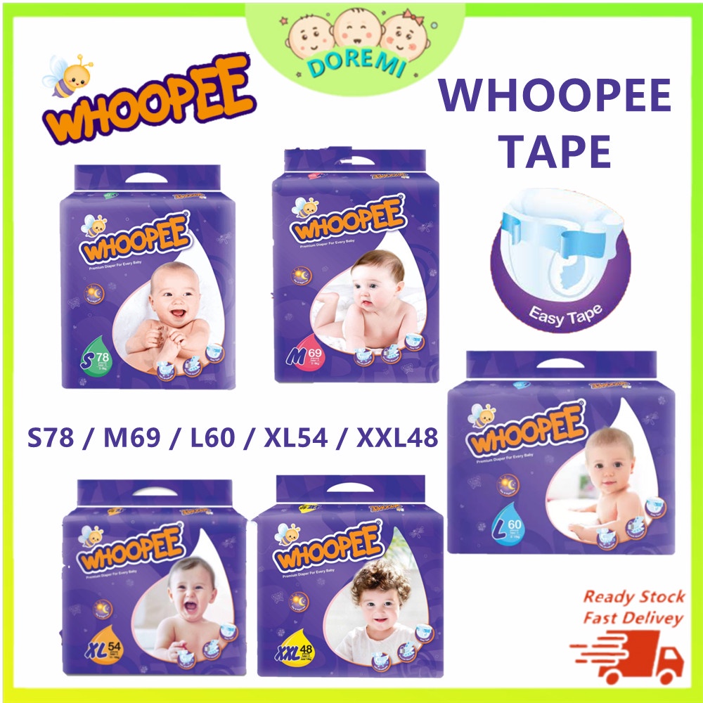 Whoopee Diapers Tape - S78/M69/L60/L54/XXL48 | Shopee Malaysia