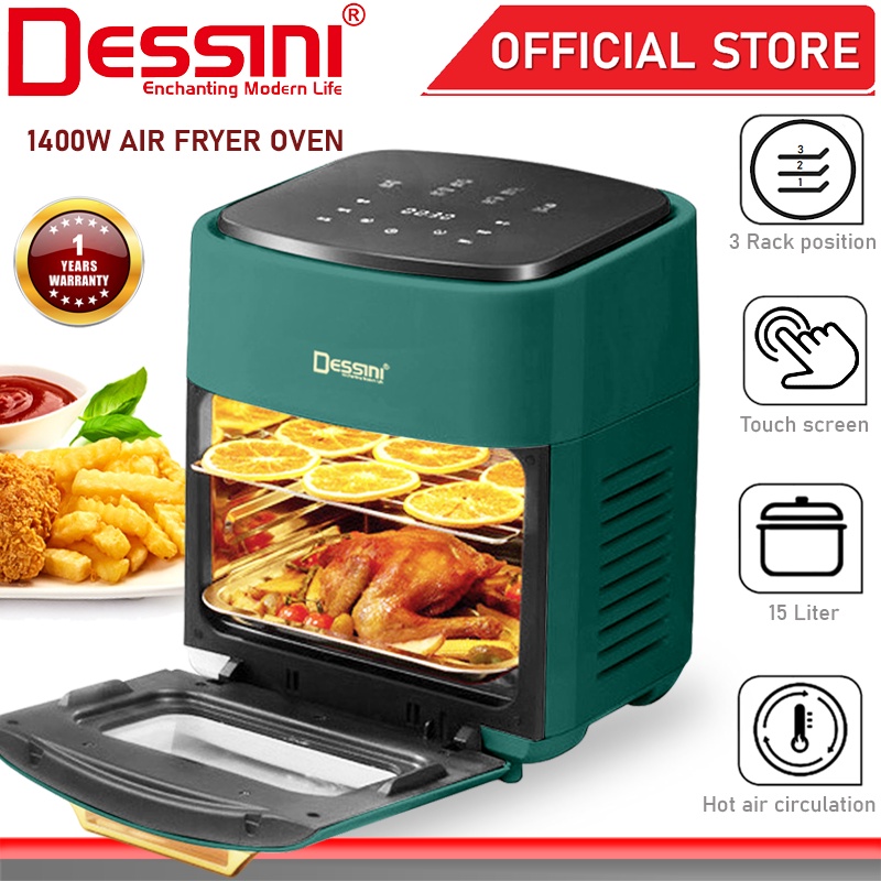 DESSINI ITALY AF-15 Electric Oven Convection Air Fryer Toaster Timer ...