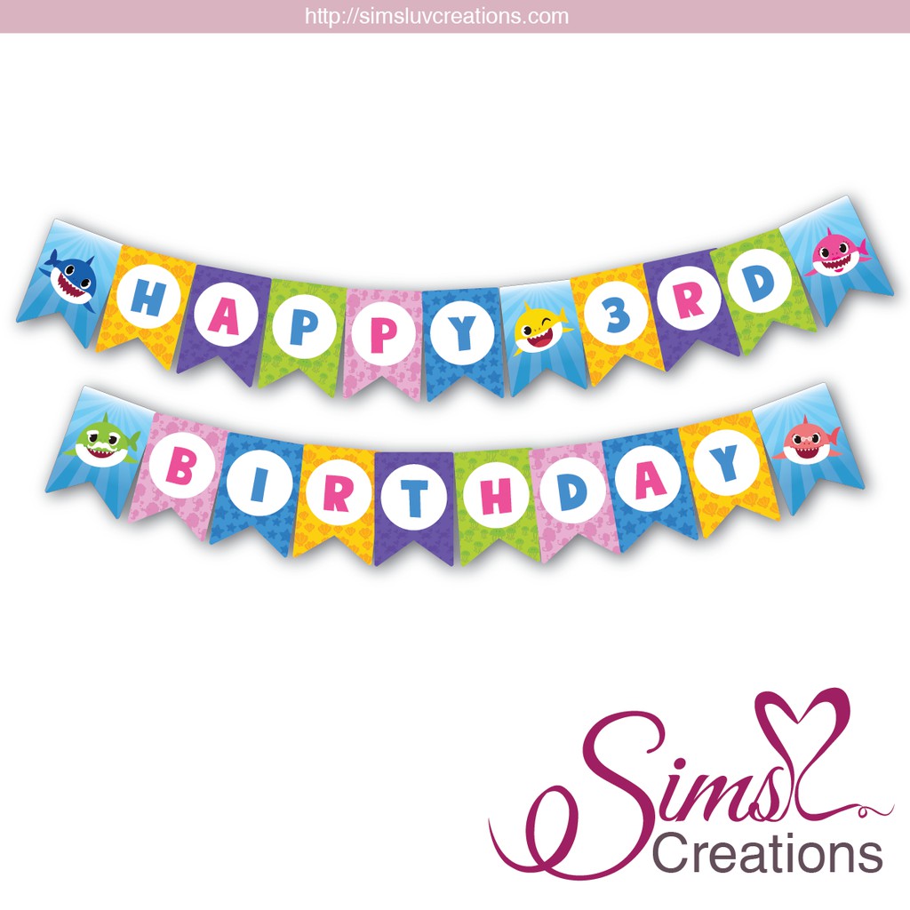 Pink Fong Baby Shark Birthday Banner / Flag Banner | Shopee Malaysia