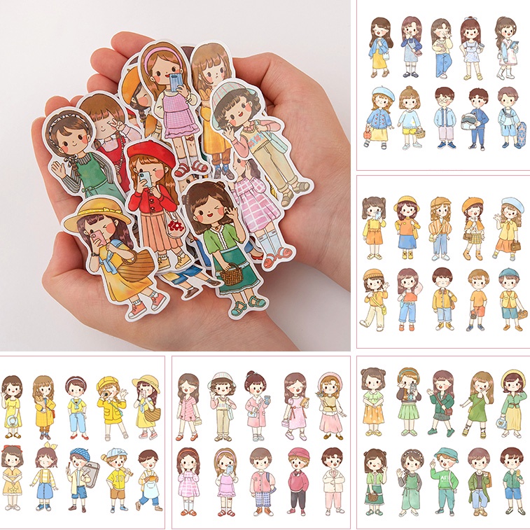 20 Pcs Japanese Cartoon Girls Series Stickers Cute DIY Label Stickers ...