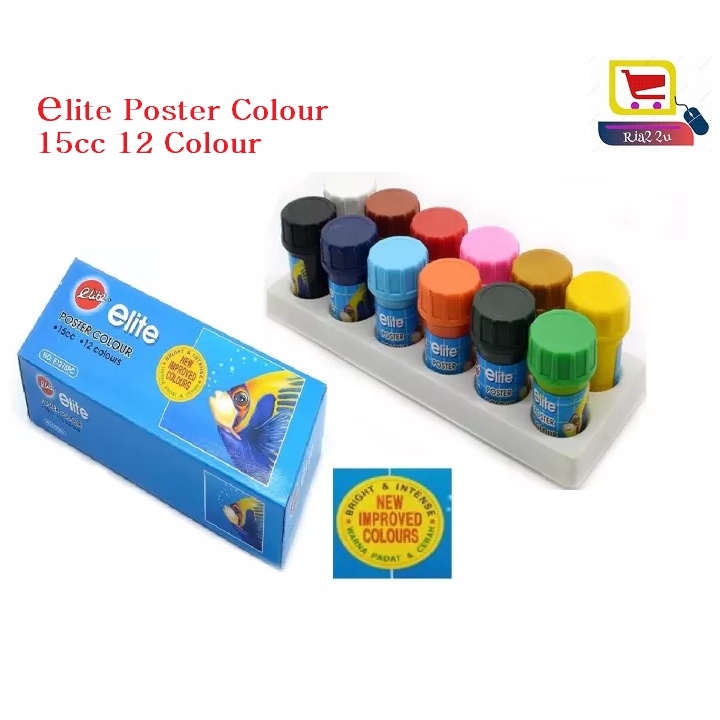 ELITE Poster Colour 15cc 12 Colours (E1215PC) | Shopee Malaysia