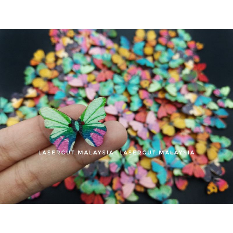 Ready Stock Cute Wooden Button / Butang Kayu Rama-Rama / Butang Comel ...