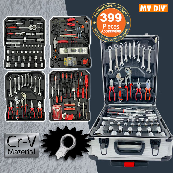 MYDIYHOMEDEPOT - 399pcs Tool Set Hand Tools Box Socket Set With Luggage ...