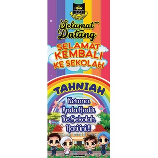 BUNTING SELAMAT KEMBALI KE SEKOLAH CUSTOM DESIGN TAMBAH LOGO | BANNER ...