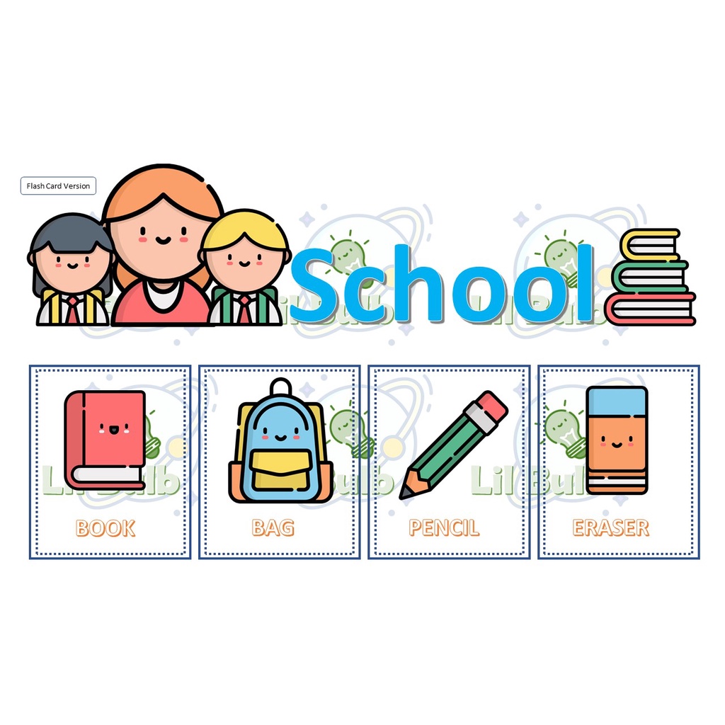 School Busy Book 3 in 1 (Flash Card + Busy Book - Picture & Word ...