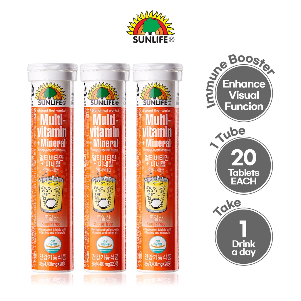 Sunlife Multivitamin + Mineral Orange & Grapefruit Flavours (20 Tablets ...