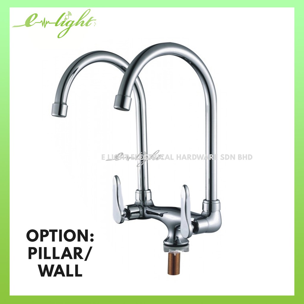 Rabico Alloy Chrome Pillar/Wall Double Kitchen Sink Tap / Rabico Chrome ...