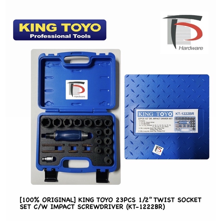 [100% ORIGINAL] KING TOYO 23PCS 1/2” TWIST SOCKET SET C/W IMPACT ...