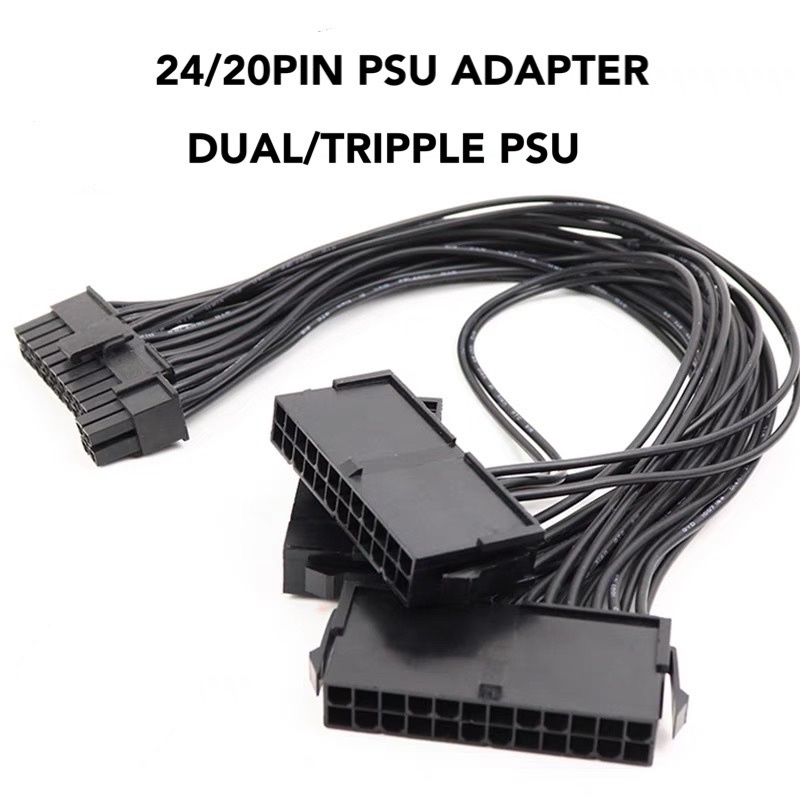 Power Supply PSU Adapter Splitter ATX 24Pin 20Pin GPU Mining Rig Dual ...