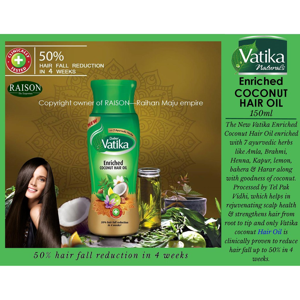 Vatika Enriched COCONUT HAIR OIL 150ml - Now in New Packaging | Shopee ...