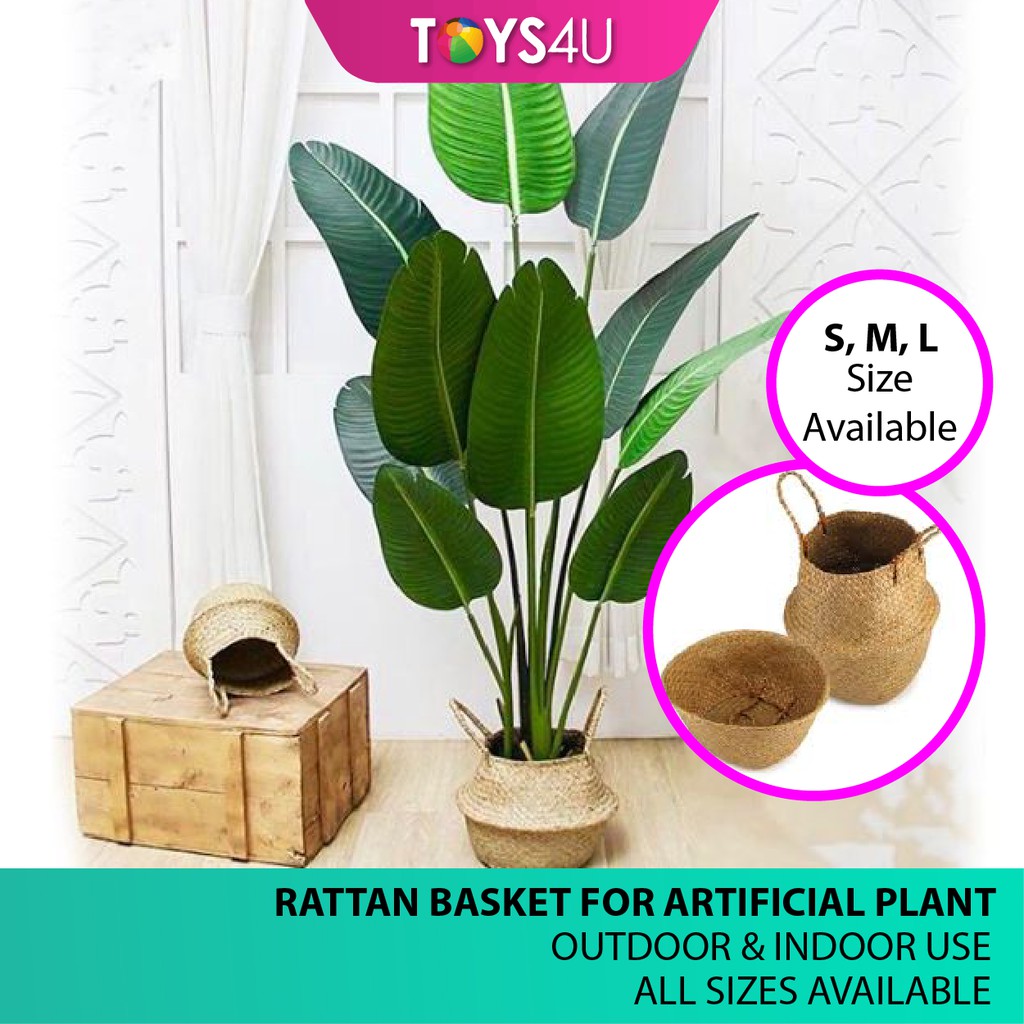 Pasu Pokok Bunga Rotan Rattan Bakul Rotan Artificial Plant Pot Handmade ...