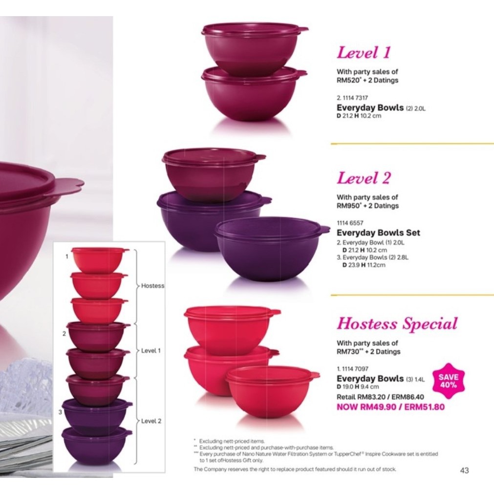 Tupperware (Full Set: 8pcs) Everyday Bowls Set Bowl Set | Shopee Malaysia