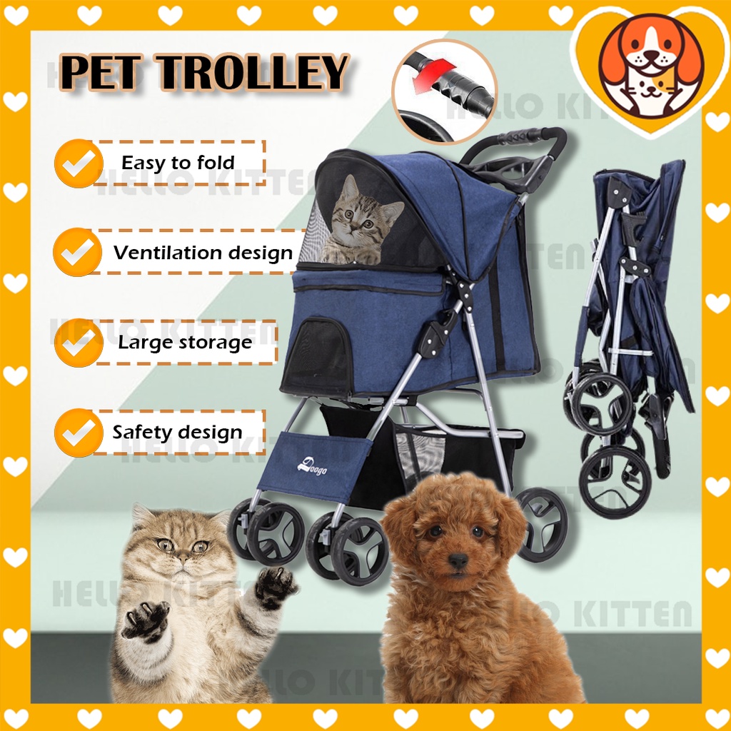 HK 4 Wheel Pet Stroller Foldable 4 wheels Trolley Dog Cat Puppy Kitten ...