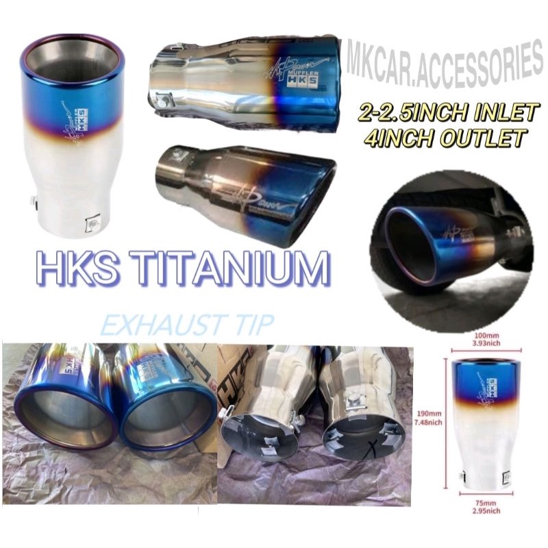 HKS TITANIUM 4 OUTLET STAINLESS STEEL TAIL TIP PIPE CAR EXHAUST BLUE ...