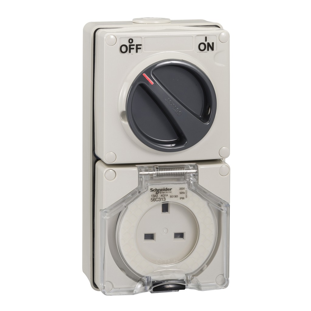 SCHNEIDER S56C313GY S56 SWITCHED SOCKET OUTLET 250V 13A 1P IP66 GREY | Shopee Malaysia