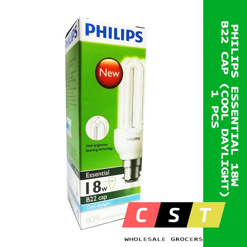 PHILIPS Essential 18W B22 CAP Energy Saving PLCE Bulb (Cool Daylight ...