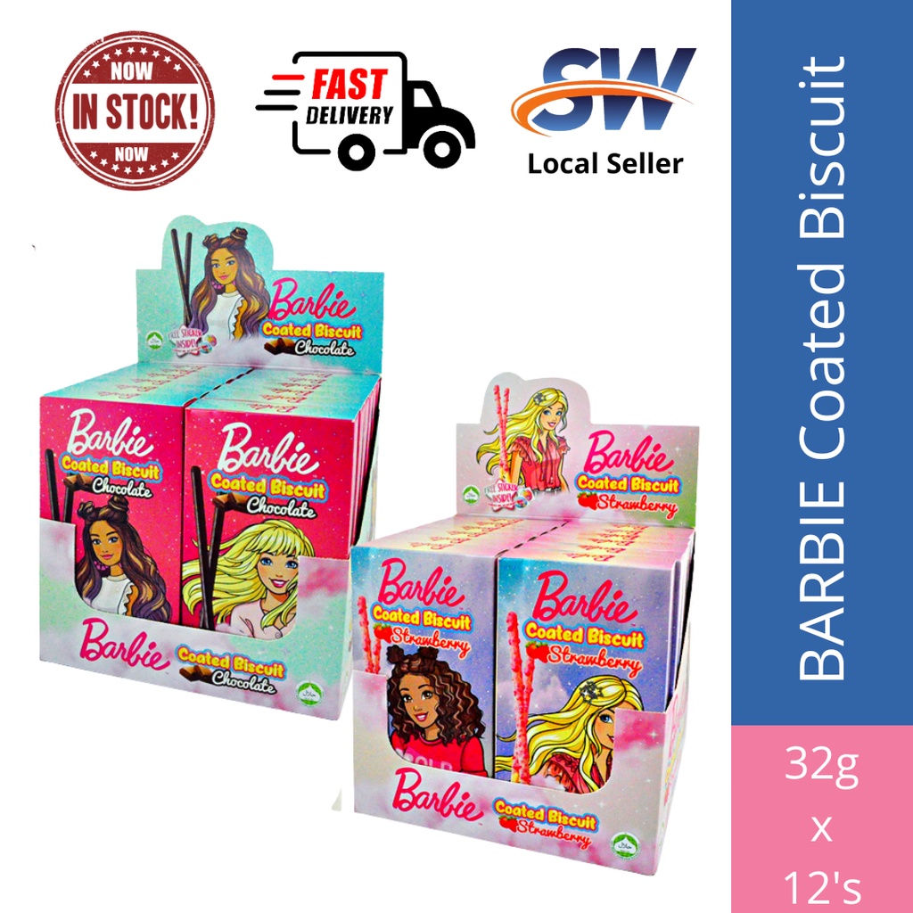 Barbie Coated Biscuit 32g X 12pcs (Strawberry/Chocolate) | Shopee Malaysia