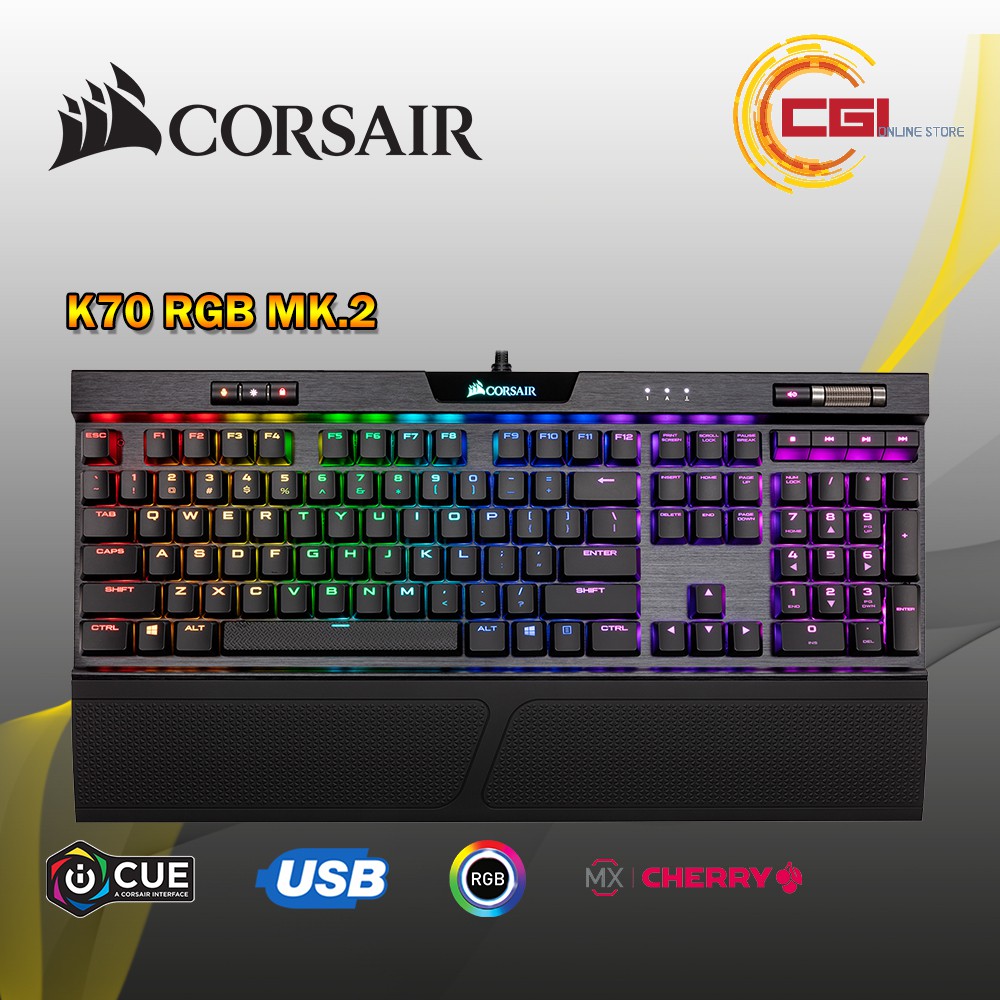 Corsair K70 RGB MK.2 Low Profile RAPIDFIRE Mechanical Gaming Keyboard CHERRY MX Low Profile ...