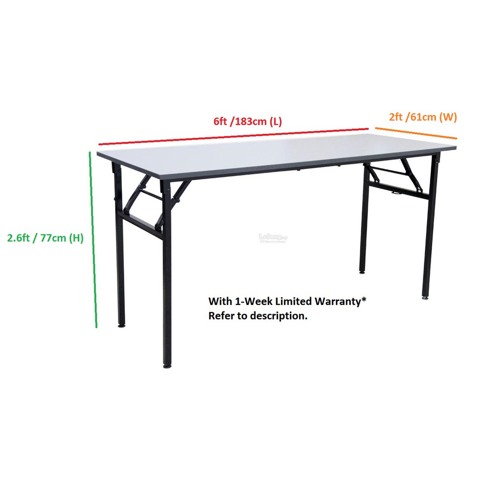 HEAVY DUTY Banquet Table / Meja Lipat 6ft x 2ft x 2.5ft (LxWxH ...