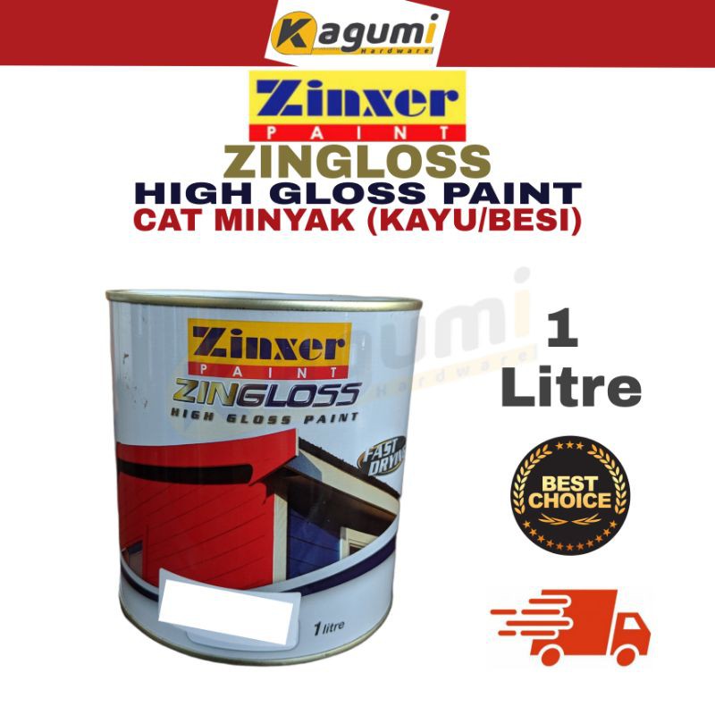 [ZINXER] 1L ZINGLOSS HIGH GLOSS PAINT / CAT MINYAK KAYU & BESI (WOOD ...