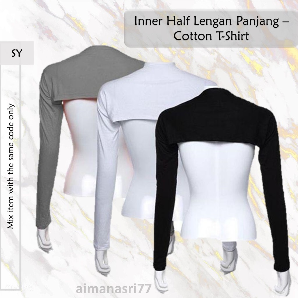 Inner Half Lengan Panjang | Cotton Tshirt | Inner Half Lengan Panjang ...