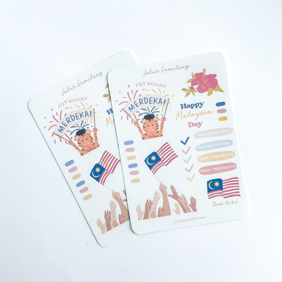 Jalur Gemilang Merdeka Sticker Sheet | Glossy Merdeka Sticker Sheet ...