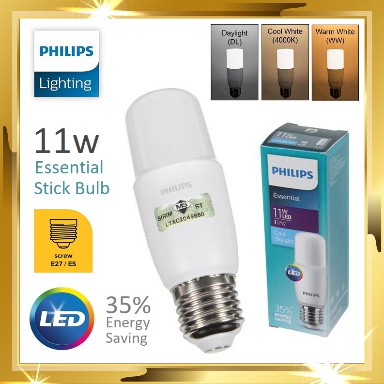 Philips 6.5w 9w 11w Essential Led Stick Bulb / Led Bulb / Mentol LED ...