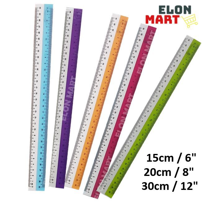 Plastic Straight Colour Ruler Pembaris Plastik Berwarna 6"(15cm) / 8''(20cm) / 12"(30cm ...