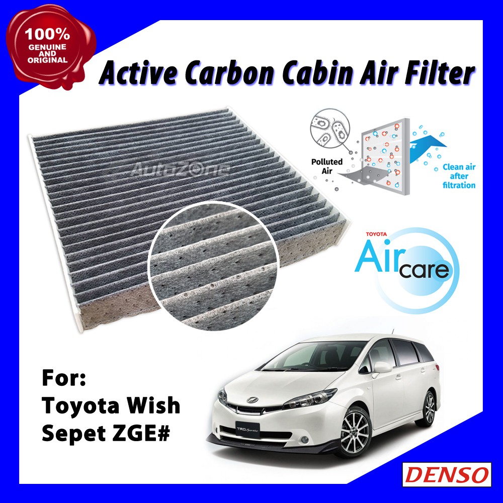 Toyota Wish Sepet Denso Japan 100% Active Carbon Cabin Air Filter ...