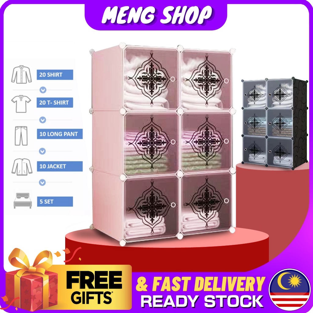 Almari Pakaian Baju Kain Simpan Barang Wardrobe Plastic Plastik Storage ...