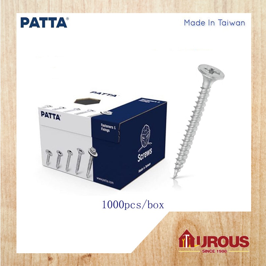 PATTA FASTENER PREMIUM DRYWALL SCREW #6 x 1'' [WHITE] 1000PCS PER BOX ...