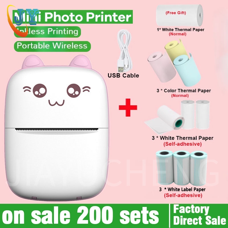 Mini Portable Thermal Printer 203DPI Portable Bluetooth 4.0 Thermal ...