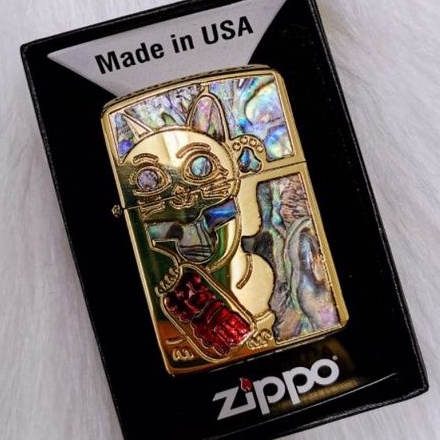 Zippo Luxury Inlay Shell Cat Maneki Neko Lighter | Shopee Malaysia