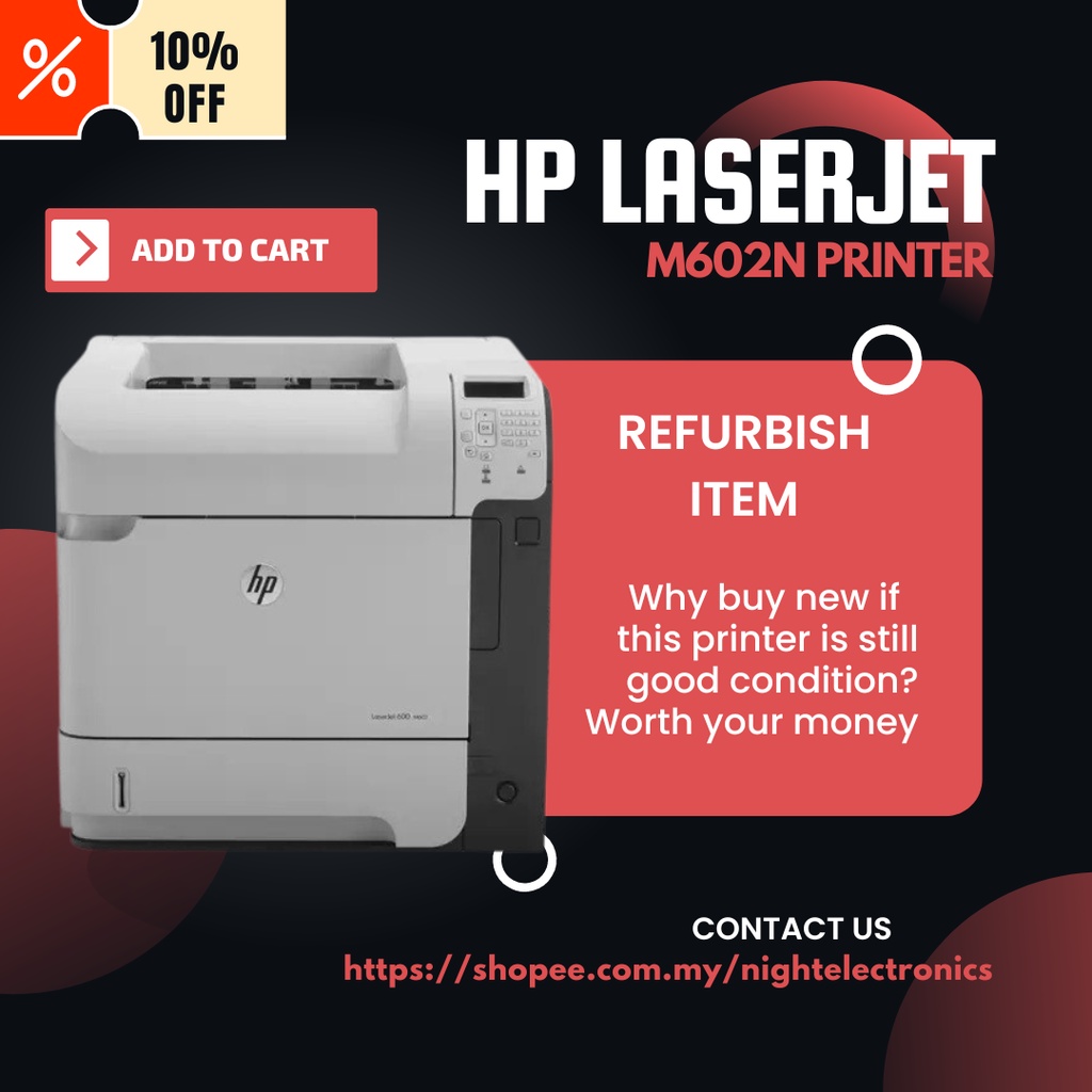 PRINTER: HP LaserJet M602n (Refurbish) | Shopee Malaysia