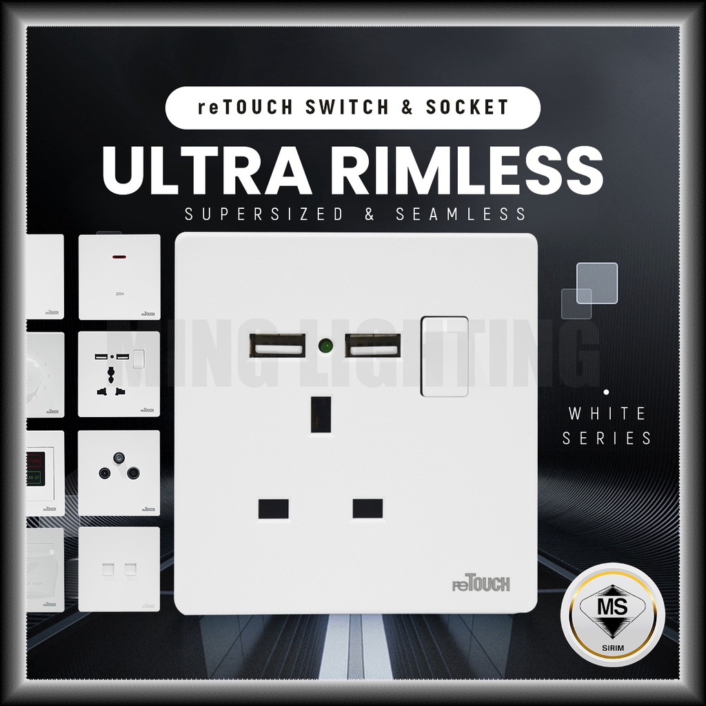 [SIRIM] reTouch Ultra Rimless White Modern Socket Wall Switch Door Bell ...