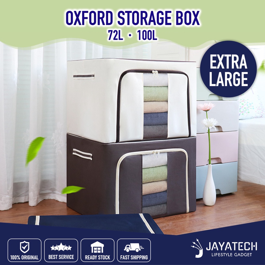72L / 100L OXFORD STORAGE BOX FOLDABLE LARGE STORAGE BOX CLOTH STORAGE ...