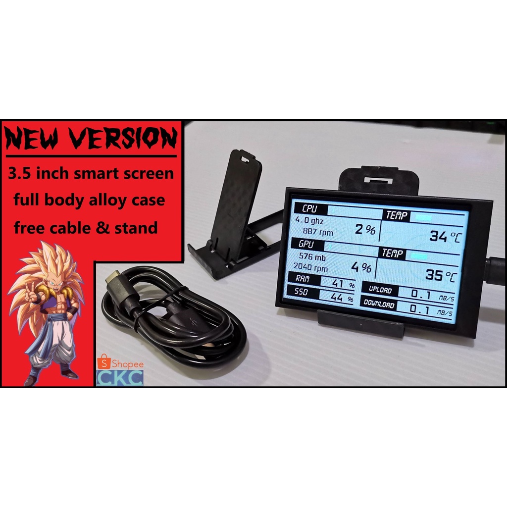 3.5 inch IPS Display Monitor Cpu sensor panel Pc Mini Monitor Black ...