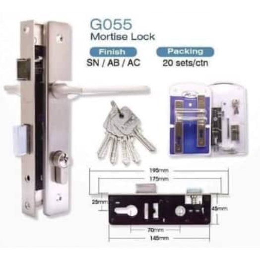 ALine Mortise Lock Set - G055 - SN - Metal Grill Lock - Kunci Grill ...