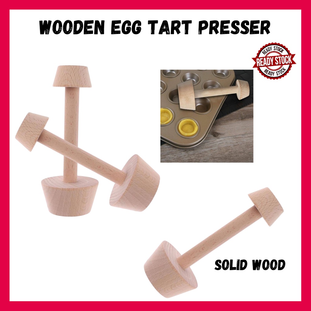 WOODEN Egg Tart Cheese Tart Presser Penekan Acuan Tart kayu Double Side ...