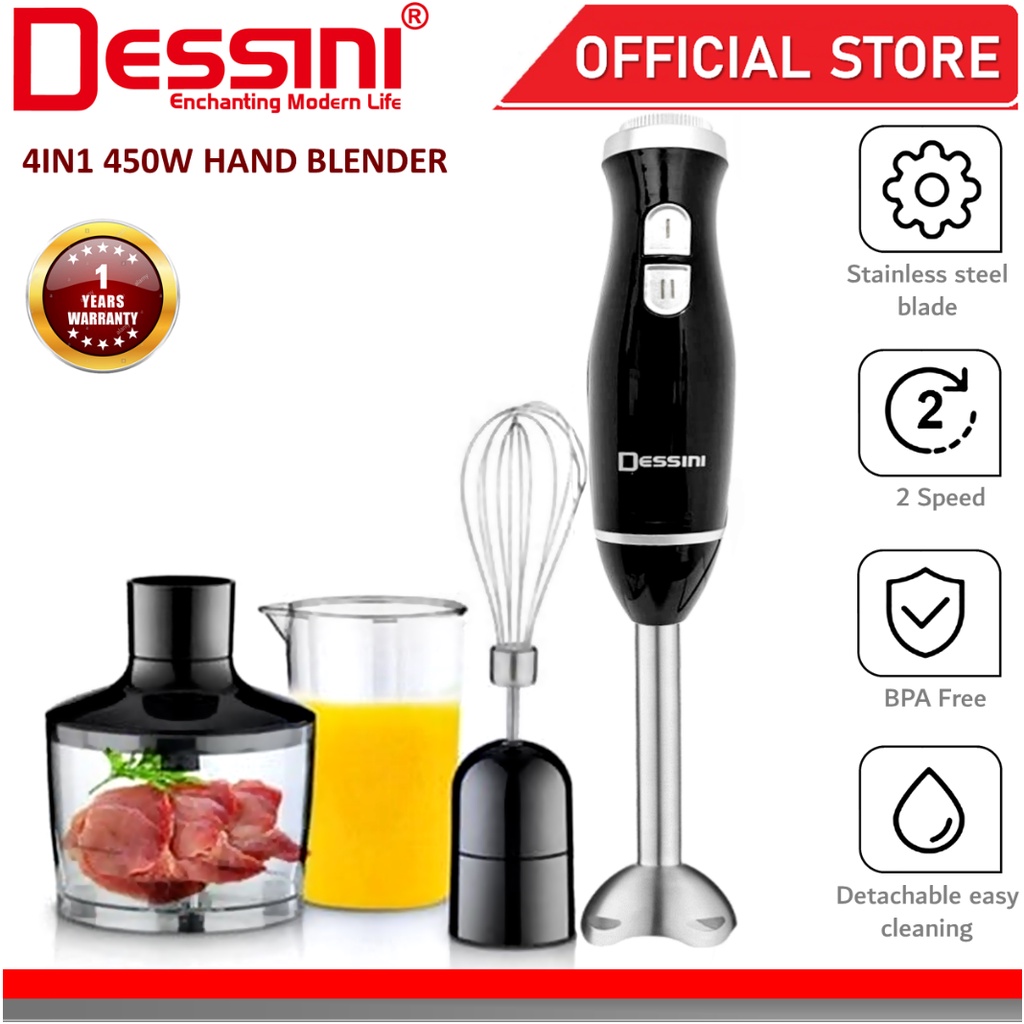DESSINI ITALY 4 IN 1 Hand Blender Chopper Mixer Grinder Juicer Food ...