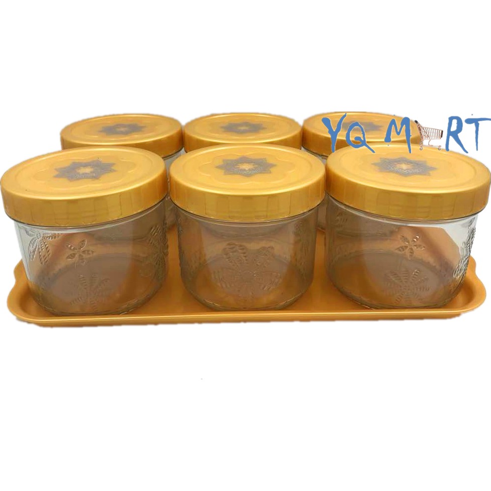 6PCS Container Set With Serving Plate/ Biscuit Container/ Botol Kuih ...