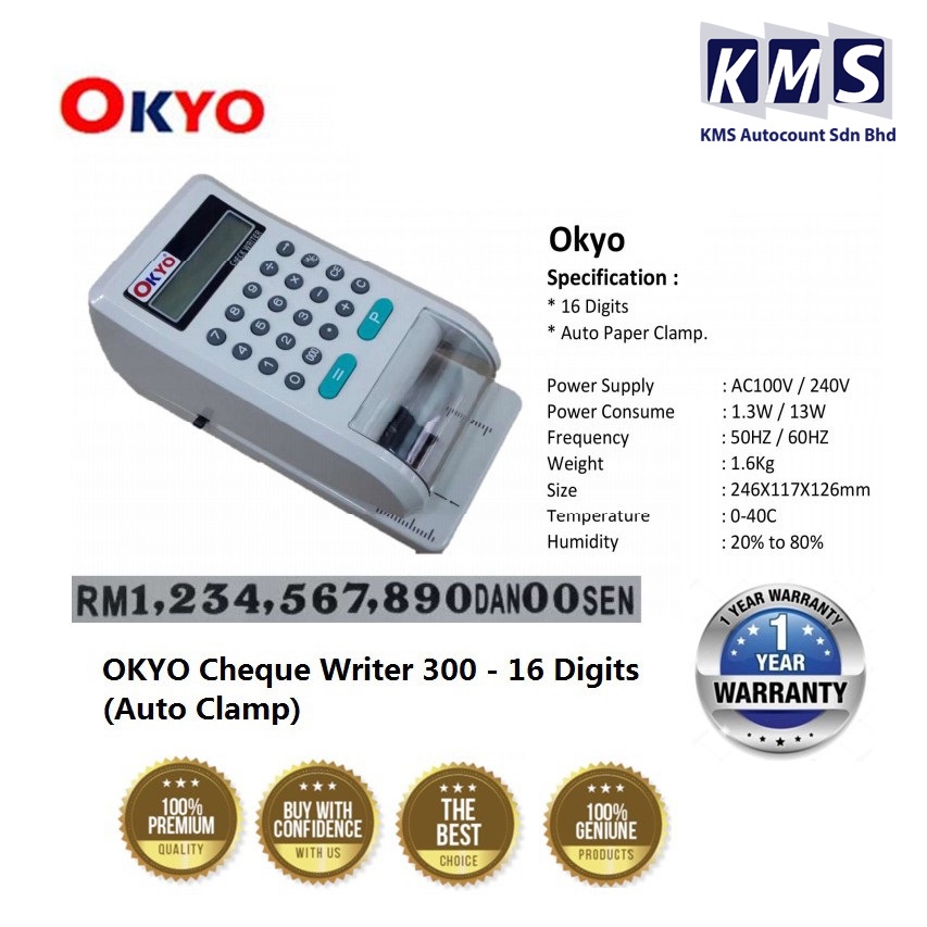 OKYO Security Emboss Cheque Writer 300 - 16 Digits ELECTRONIC ...