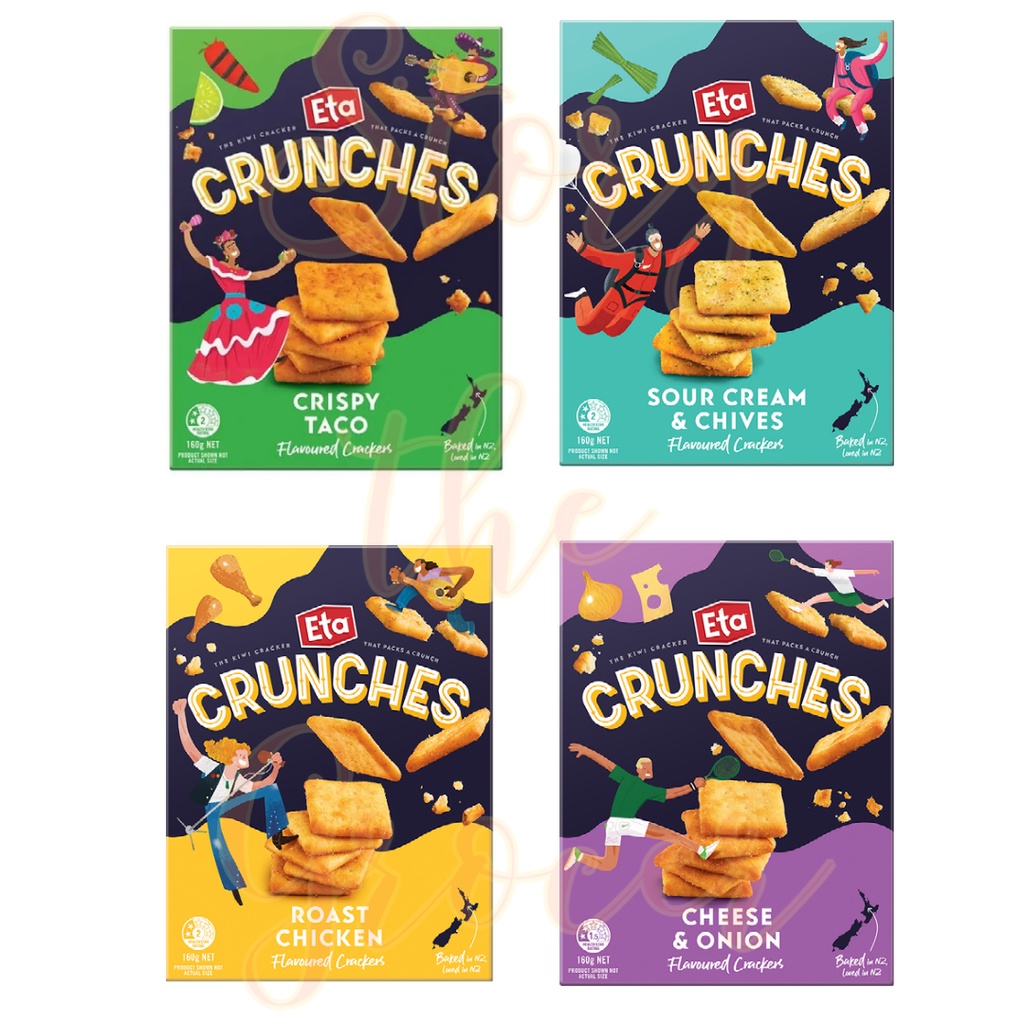 ETA Crunches Flavored Crackers Baked in New Zealand, Loved in NZ 160g ...