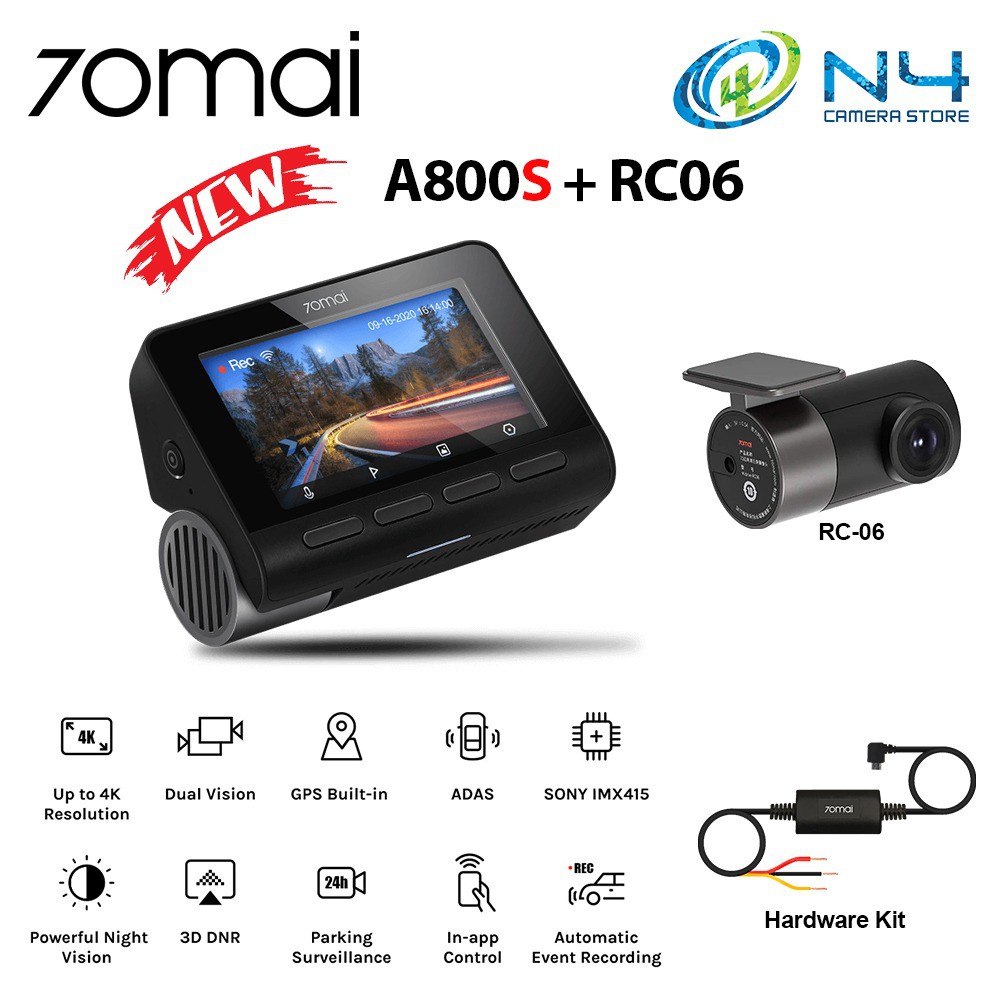 70mai A800 A800s 4K Smart Dash Camara 24H Parking SONY IMX415 140FOV