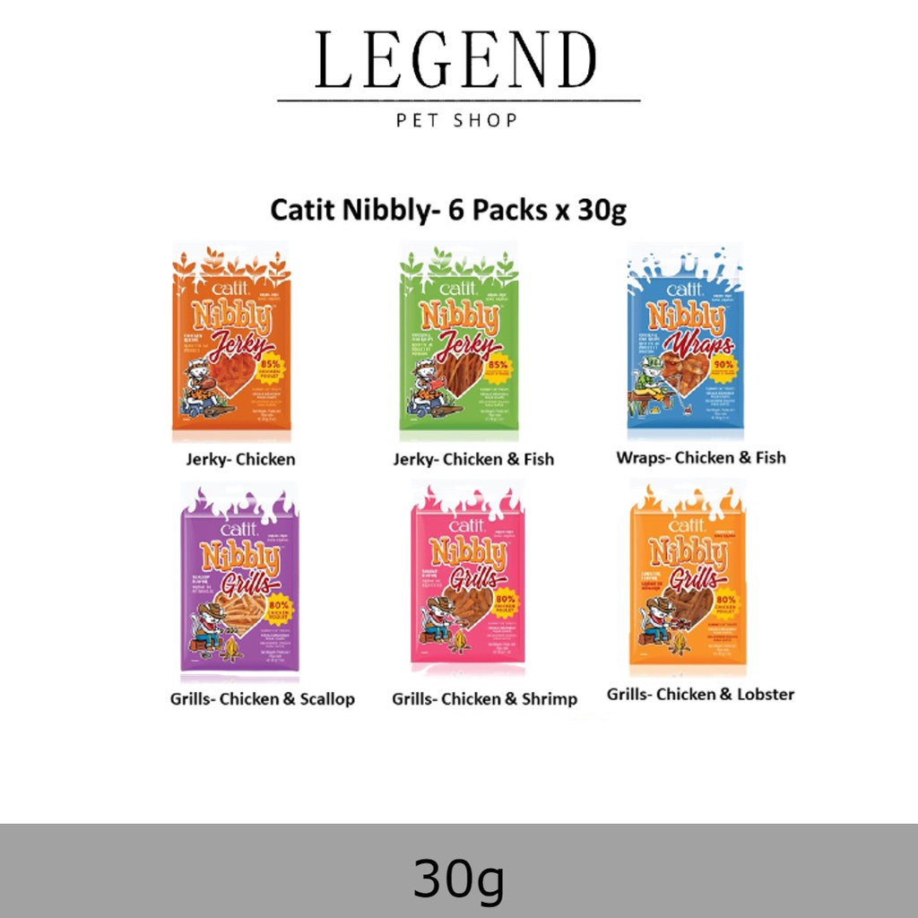 Catit Nibbly Jerky, Wraps & Grills Flavor 30g / Cat Snack / Cat Treat ...