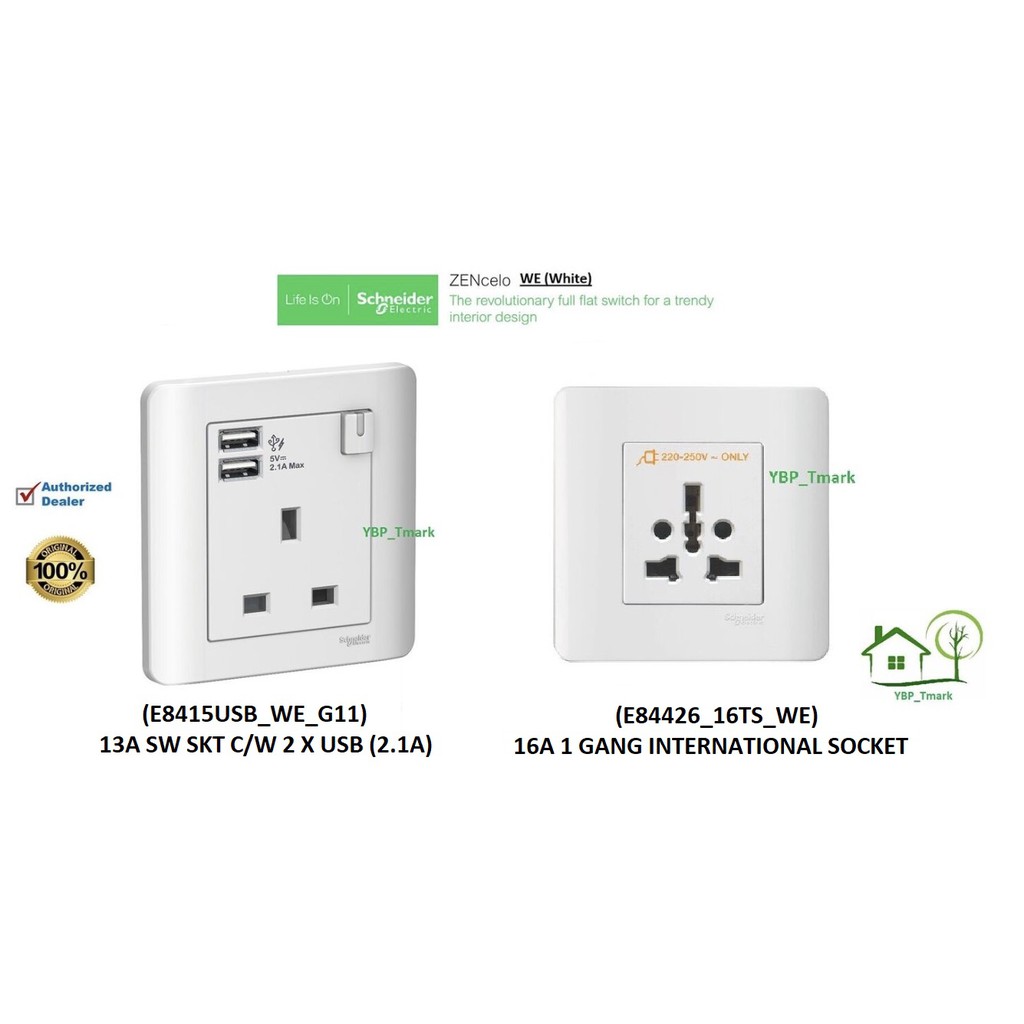 Schneider ZENcelo Switches (WE) White USB Socket & Multi Socket @YBP ...