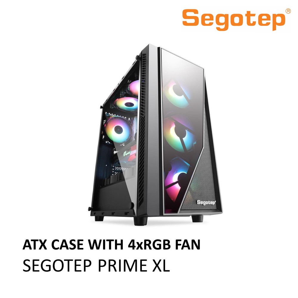 SEGOTEP PRIME XL ATX GAMING CASE WITH 4xRGB FAN TEMPERED GLASS | Shopee ...