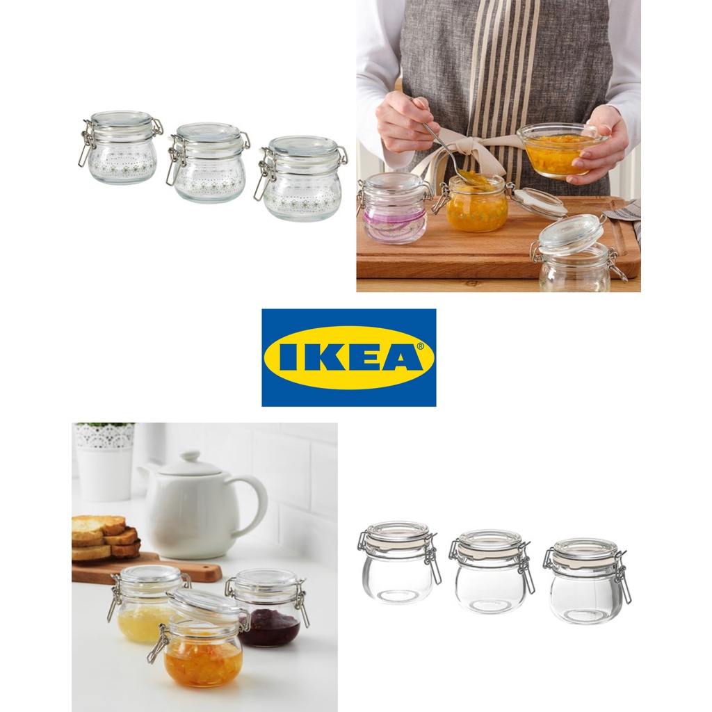 [READY STOCK] IKEA KORKEN JAR WITH LID 13CL CLEAR GLASS, PATTERNED 3 ...