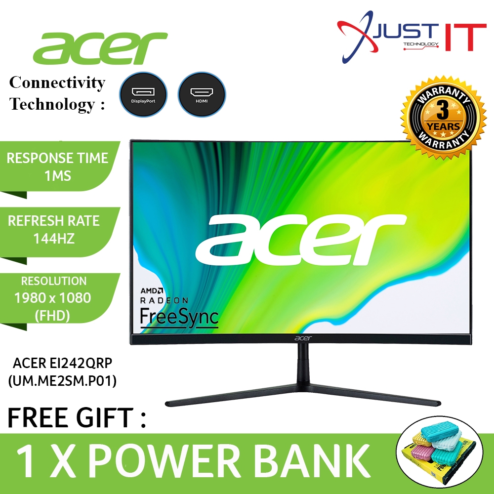 ACER EI242QRP / EI242QR P (ED242QR) 23.6" FHD FREESYNC 144HZ 1MS HDMI ...