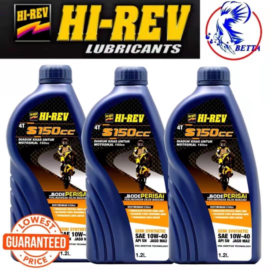 HI-REV Semi 4T S150CC SAE 10W-40 ENGINE OIL 4T MINYAK HITAM HIREV ...